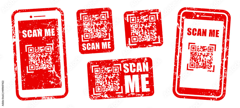 Scan me qr code smart phone icon symbol. Barcode scanner info logo sign ...