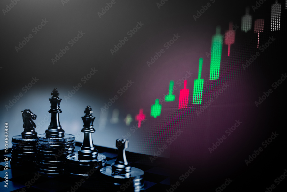 Candlestick chart in financial stock market on digital number ...