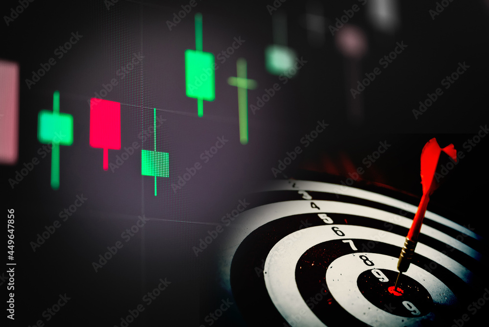 Candlestick chart in financial stock market on digital number ...