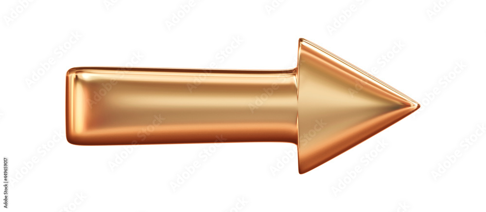 Gold arrow symbol or graphic direction element icon sign isolated on ...