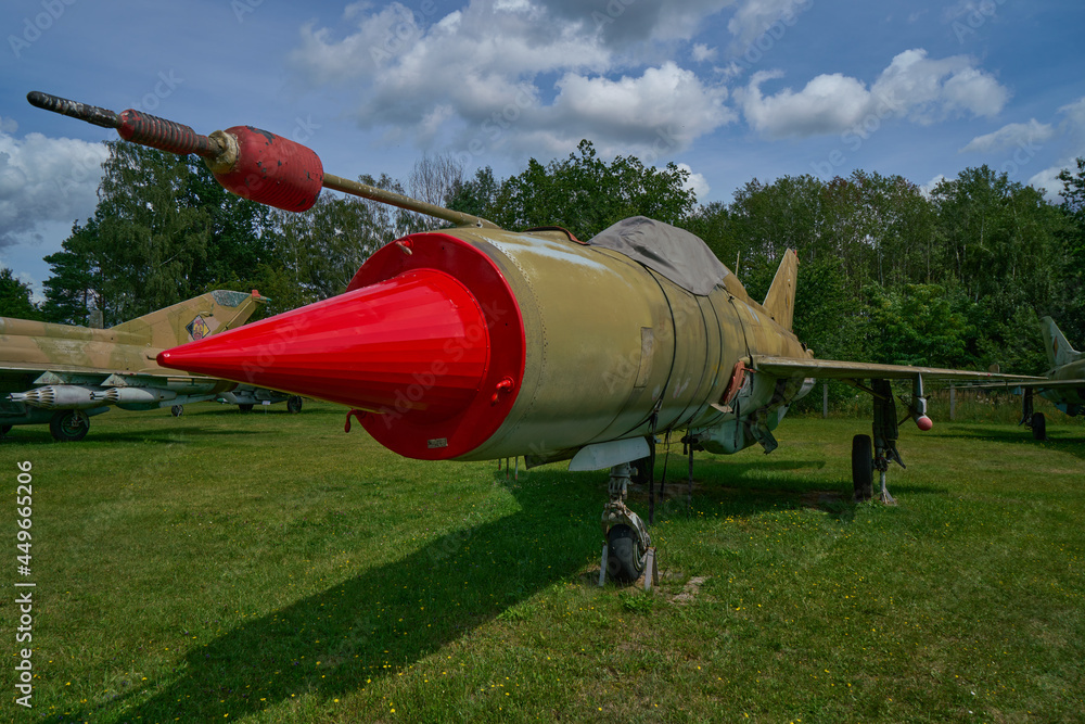 Jet fighter and interceptor MiG-21 airplane from the 50's Stock Photo ...