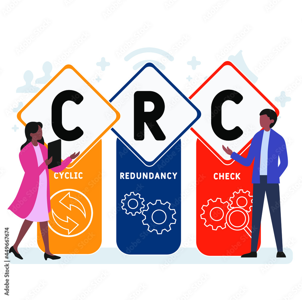 Flat design with people. CRC - Cyclic Redundancy Check acronym ...