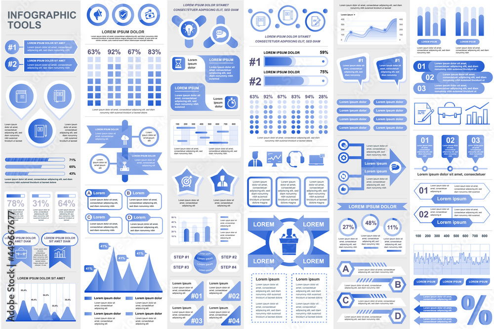 Bundle infographic elements data visualization vector design template ...
