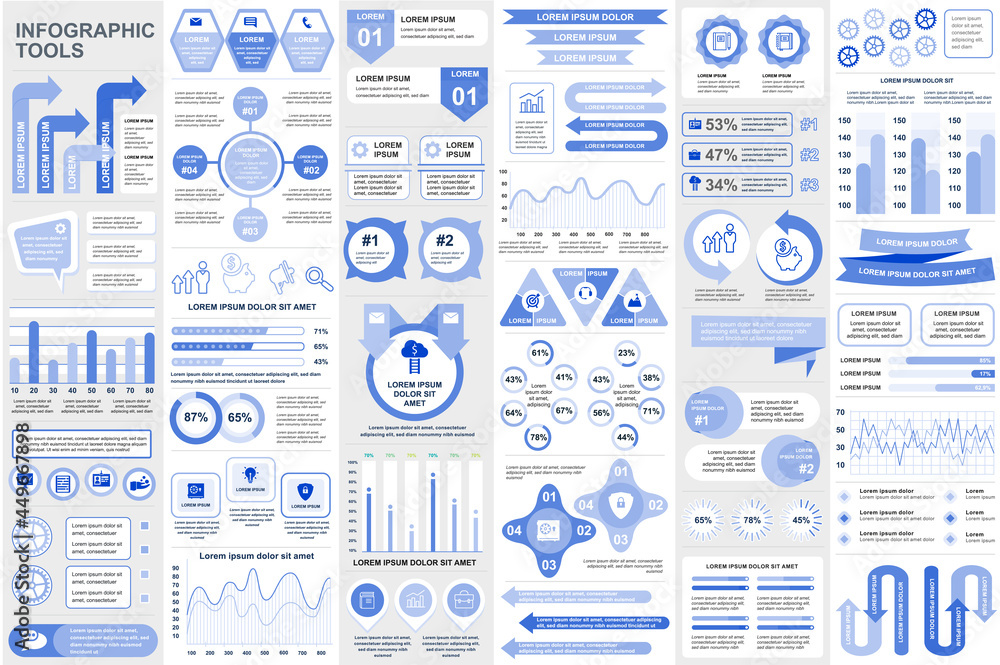 Bundle infographic elements data visualization vector design template ...