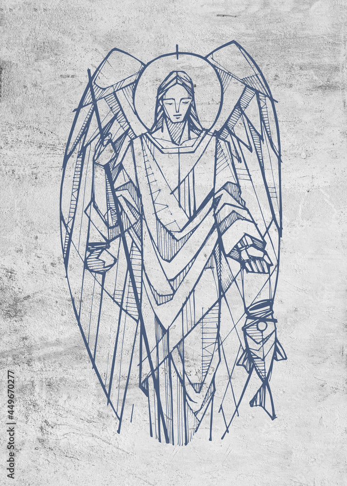 Saint Raphael Archangel digital illustration Stock Illustration | Adobe ...