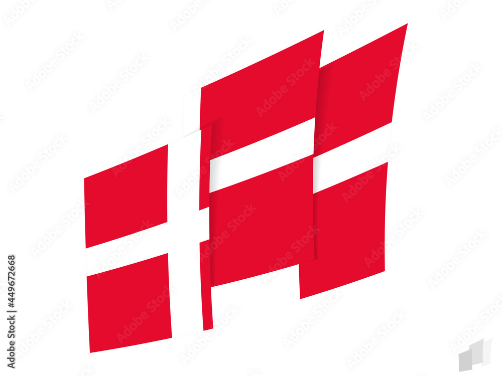 Denmark flag in an abstract ripped design. Modern design of the Denmark ...