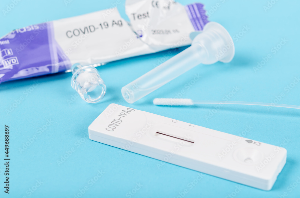 Rapid kits of Covid-19 Ag test seen. Stock Photo | Adobe Stock