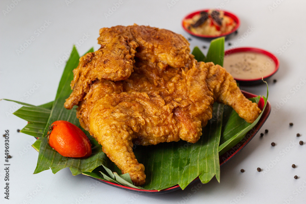 Whole Butterfly Fried Chicken with Gravy and Atchara (Pickled Papaya ...