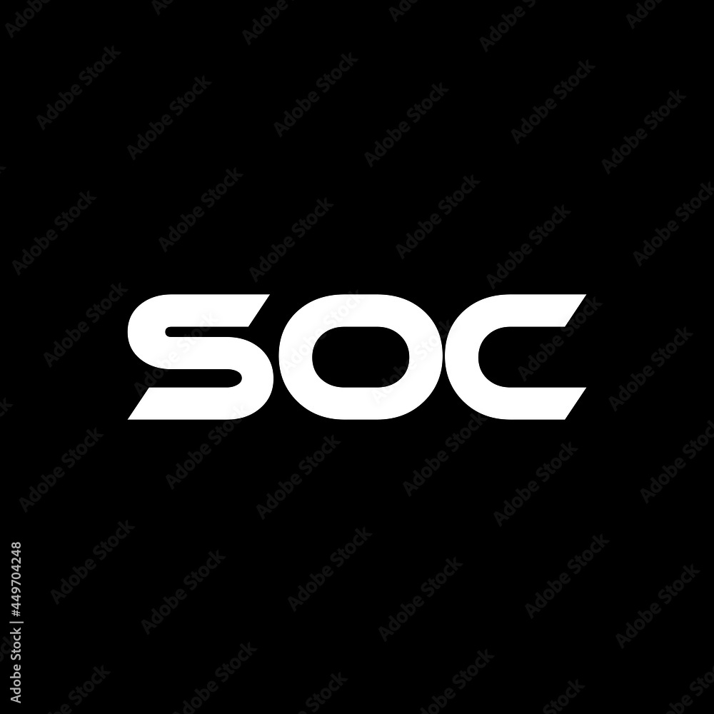 Vettoriale Stock SOC letter logo design with black background in ...