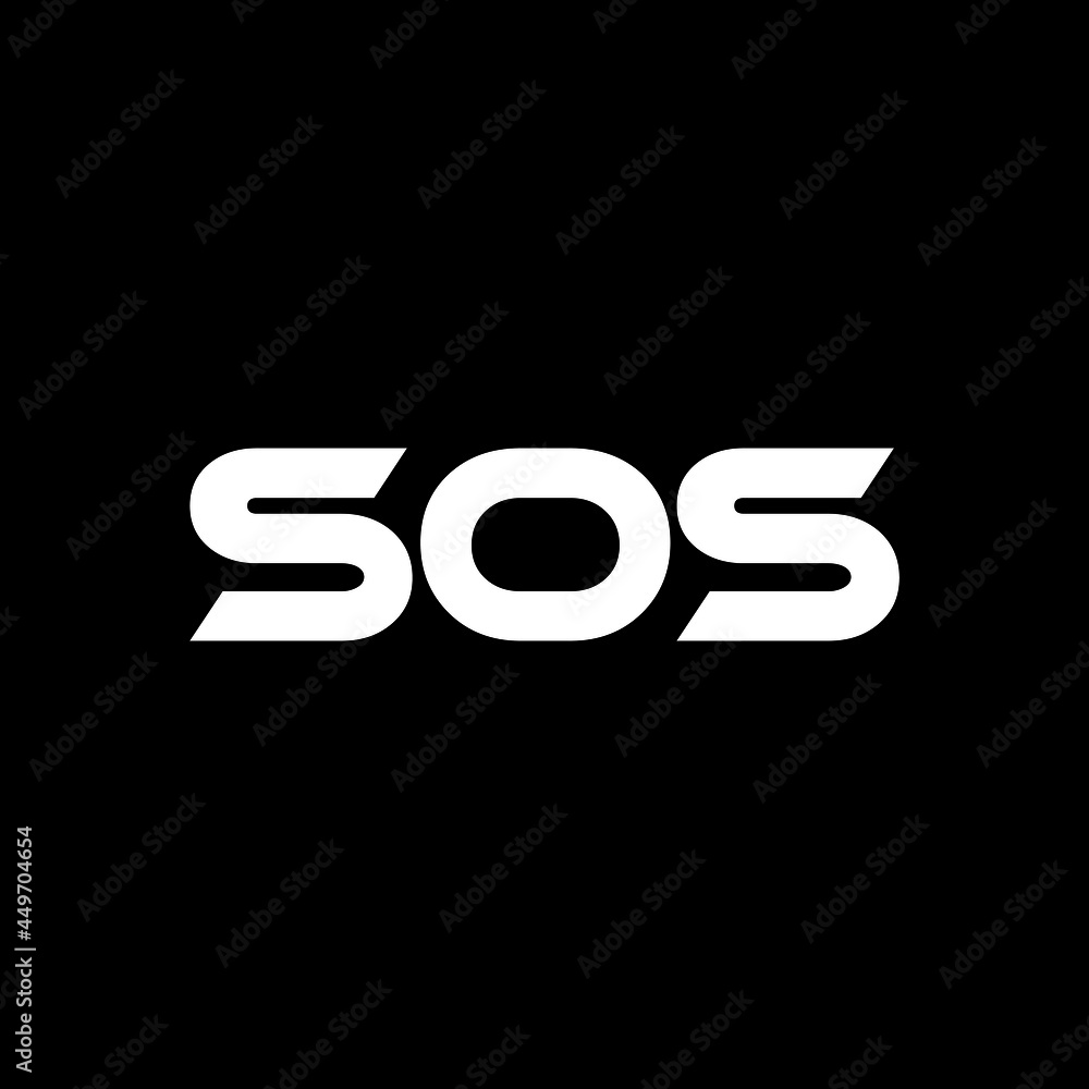 SOS letter logo design with black background in illustrator, vector ...