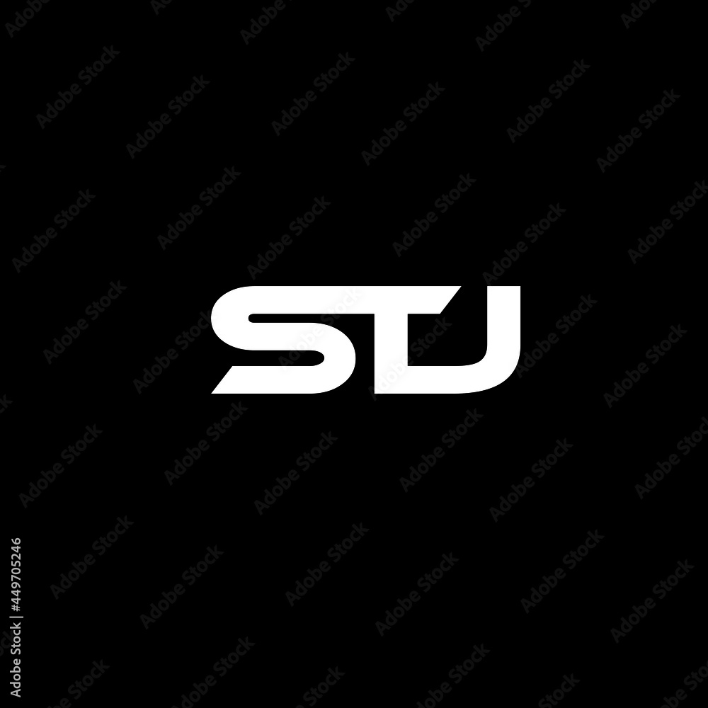 STJ letter logo design with black background in illustrator, vector ...