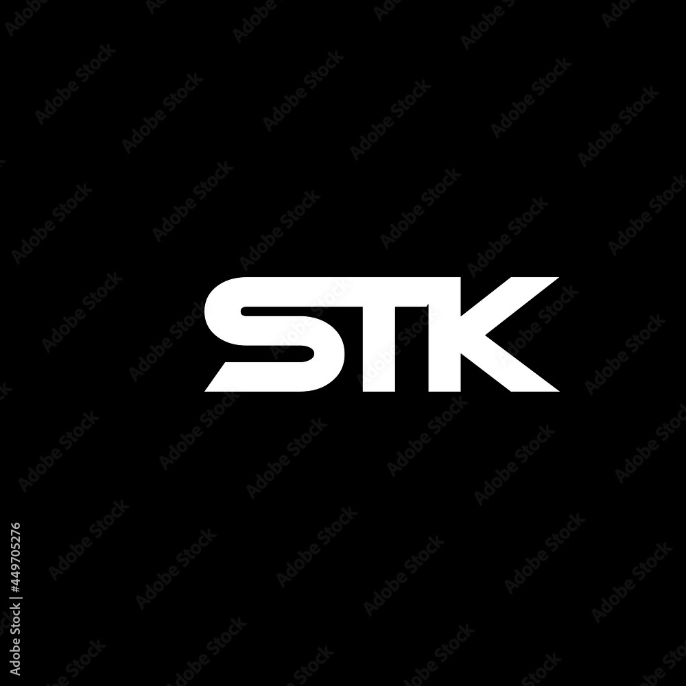 STK letter logo design with black background in illustrator, vector ...