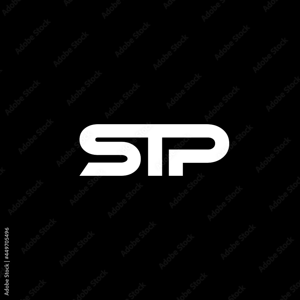 STP letter logo design with black background in illustrator, vector ...