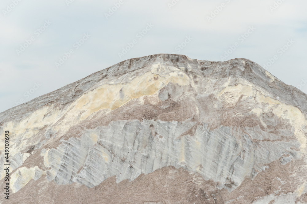 A stockpile of salt or sodium chloride road salt, halite, rocksalt ...