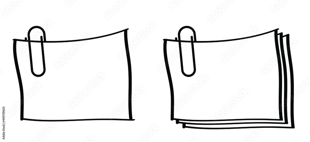 Metal paper clips for post, note or meno. Cartoon drawing office ...