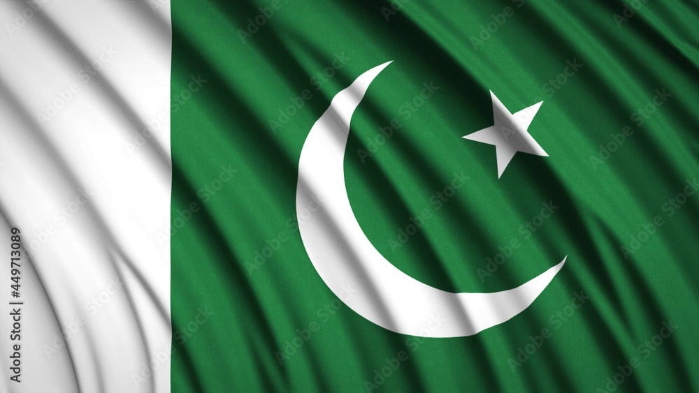 Pakistan flag. Waving national flag. State symbols. Realistic 3D render ...