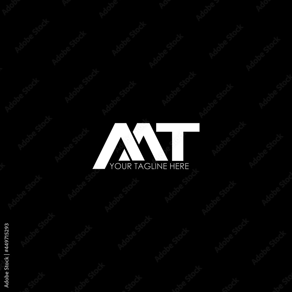 MT letter logo design on black background.MT creative initials letter ...