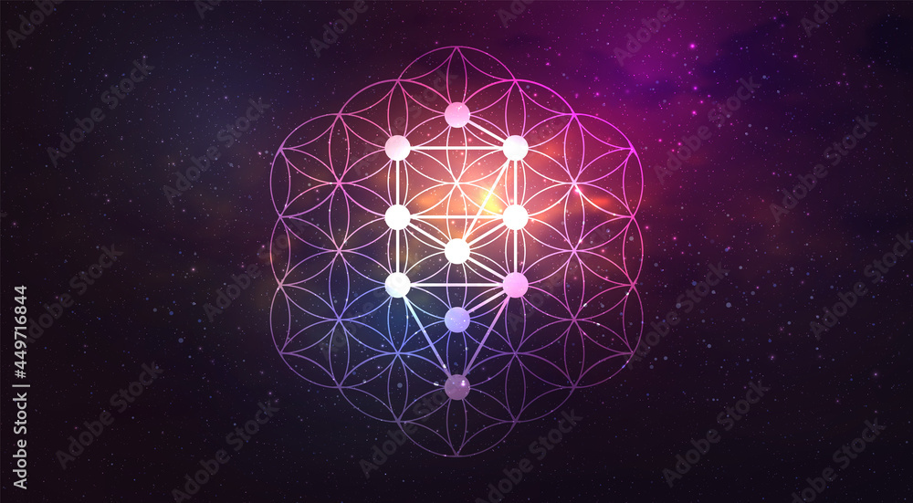 Kabbalah vector symbol isolated on space background. Sacred geometry ...