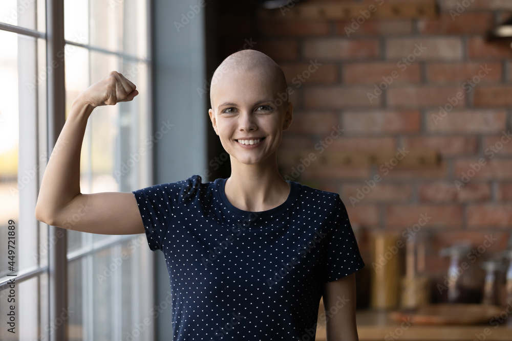 Happy strong cancer survivor winning fight for life, beating disease ...