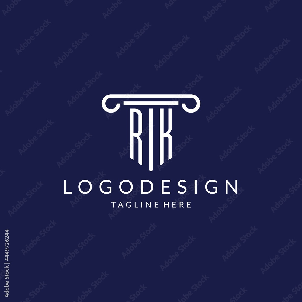 RK logo monogram with pillar shape designs Stock Vector | Adobe Stock