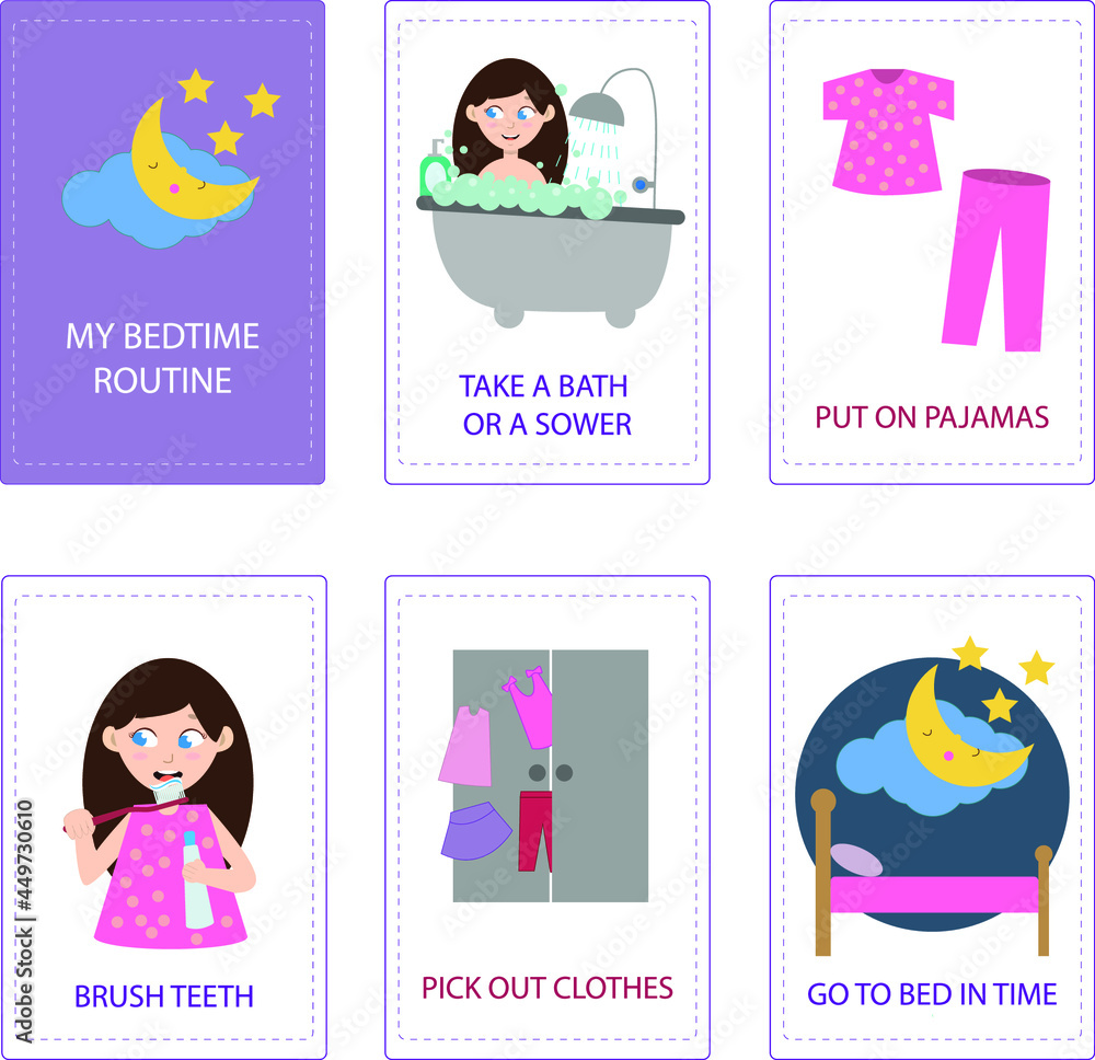 Badtime routine. Kids Daily Responsibilities Chart, Kids Daily Routine ...