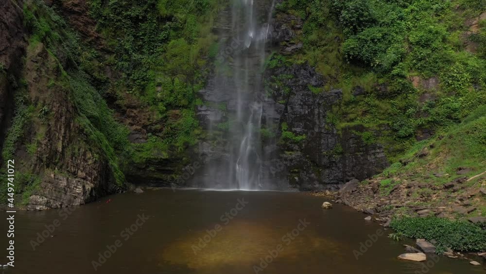 Aerial Wli Falls highest in Ghana Africa tilt up Waterfalls is the ...