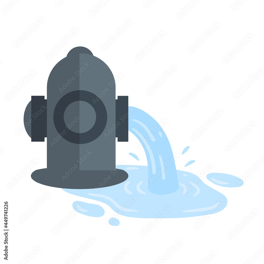 Fire hydrant. Flat cartoon illustration. Grey icon of fire fighting ...