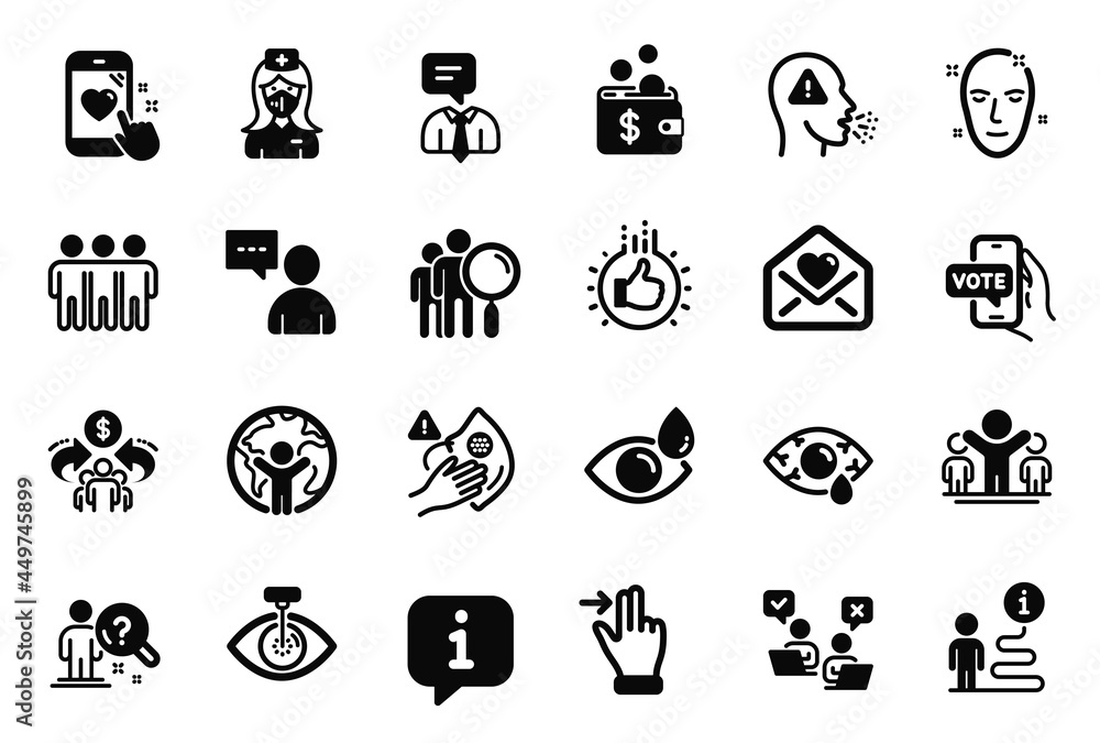 Vector Set of People icons related to Search people, Conjunctivitis eye ...