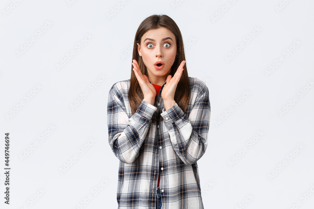 Lifestyle, different emotions, leisure activities concept. Shocked and ...