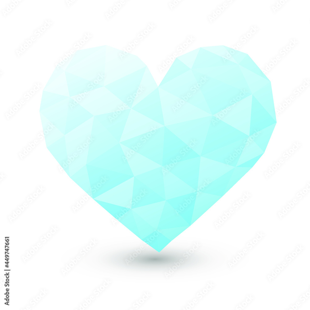 Aquamarine Heart Blue Low Poly Icon Texture. Illustration Design Love ...