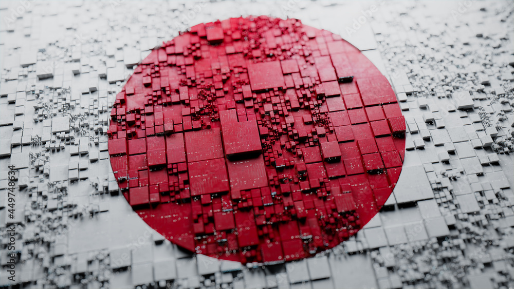 Flag of Japan rendered in a Futuristic 3D style. Japanese Innovation ...