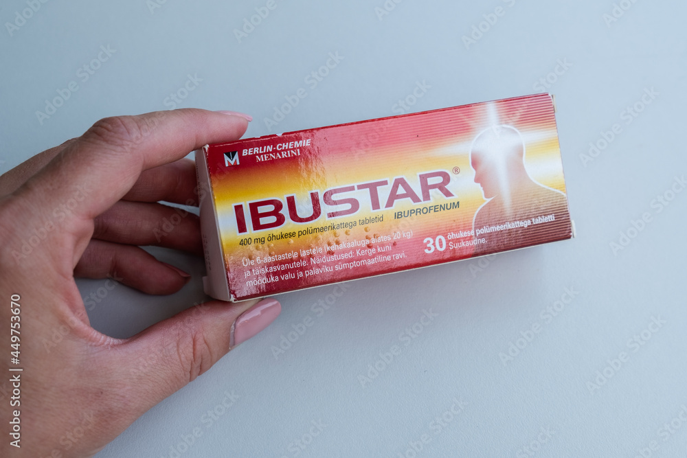 Tallinn, Estonia - July 16, 2021: Hand holding Ibustar tablets by ...