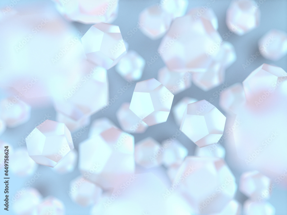 3D rendering of geometric shapes on a light blue background with a ...