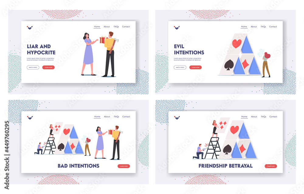 Vetor de Bad Intentions Landing Page Template Set. Characters Saw ...