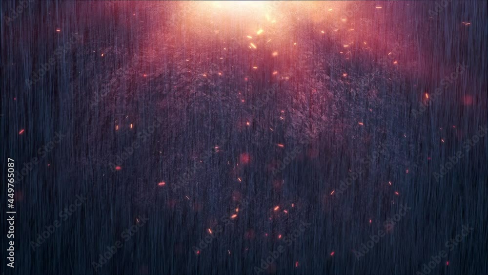 Cinematic Rain Background, with particles flying over background, night ...