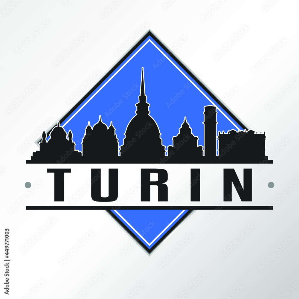 Turin, Metropolitan City of Turin, Italy Skyline Logo. Adventure ...