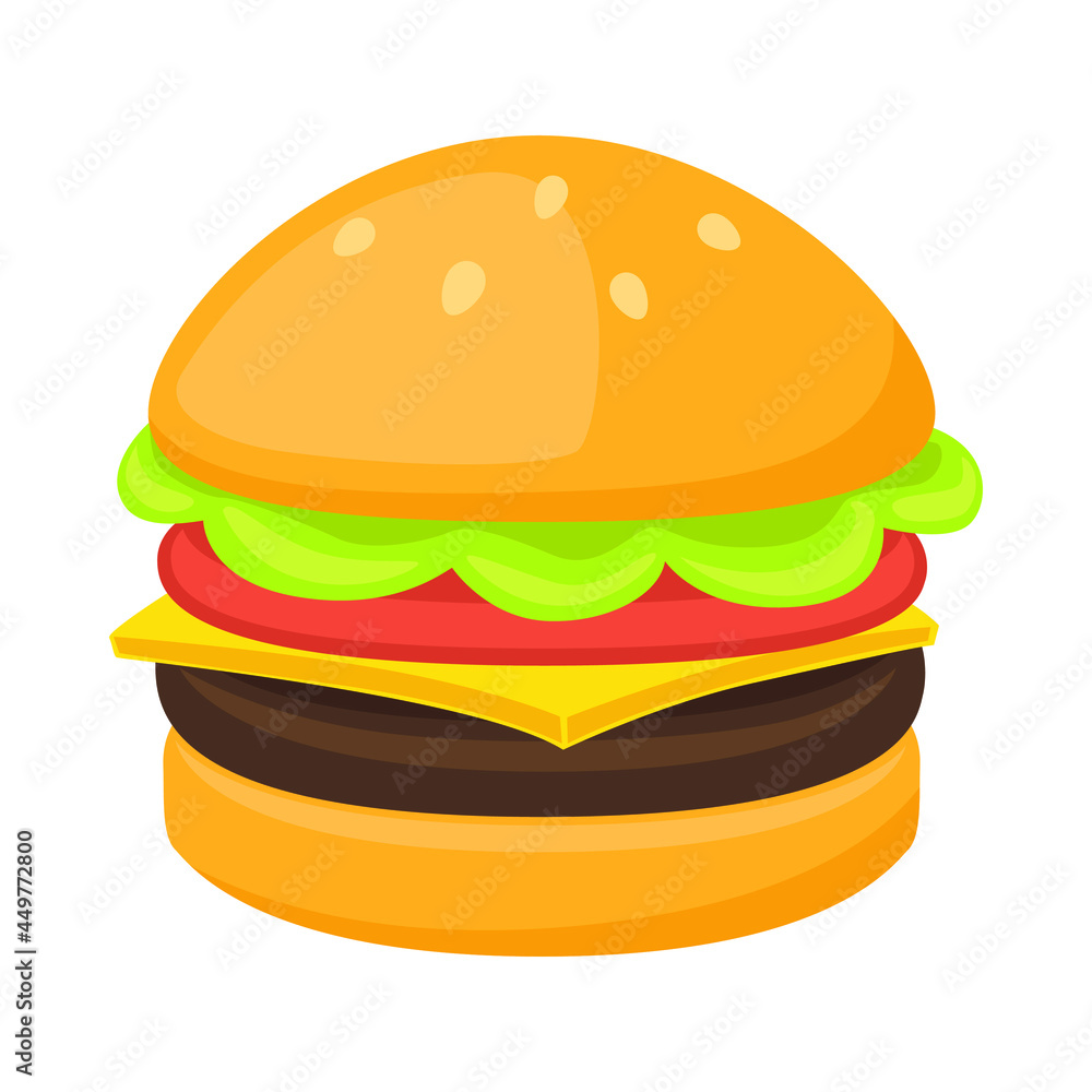 Burger Sign Emoji Icon Illustration. Fast Food Vector Symbol Emoticon ...