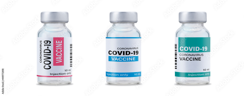 3 bottles of Vaccine Injection Medicine with clip path. Various of ...