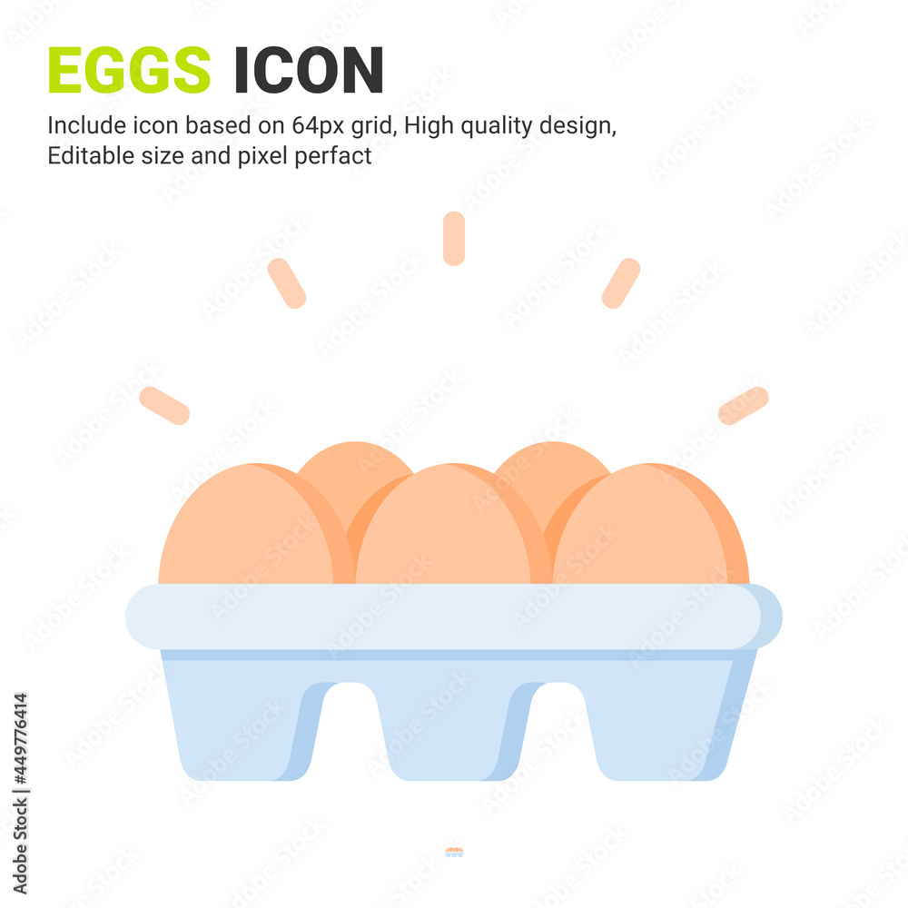 Eggs icon vector with flat color style isolated on white background ...