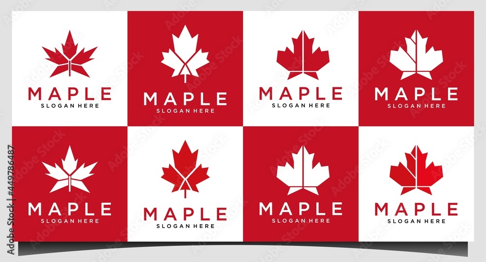 maple leaf canada logo design vector Stock Vector | Adobe Stock