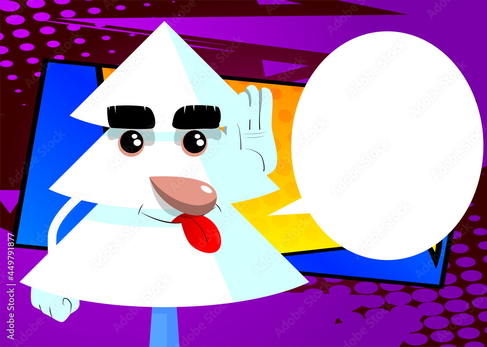 Vecteur Stock Cartoon winter pine trees with faces holds hand at his ...