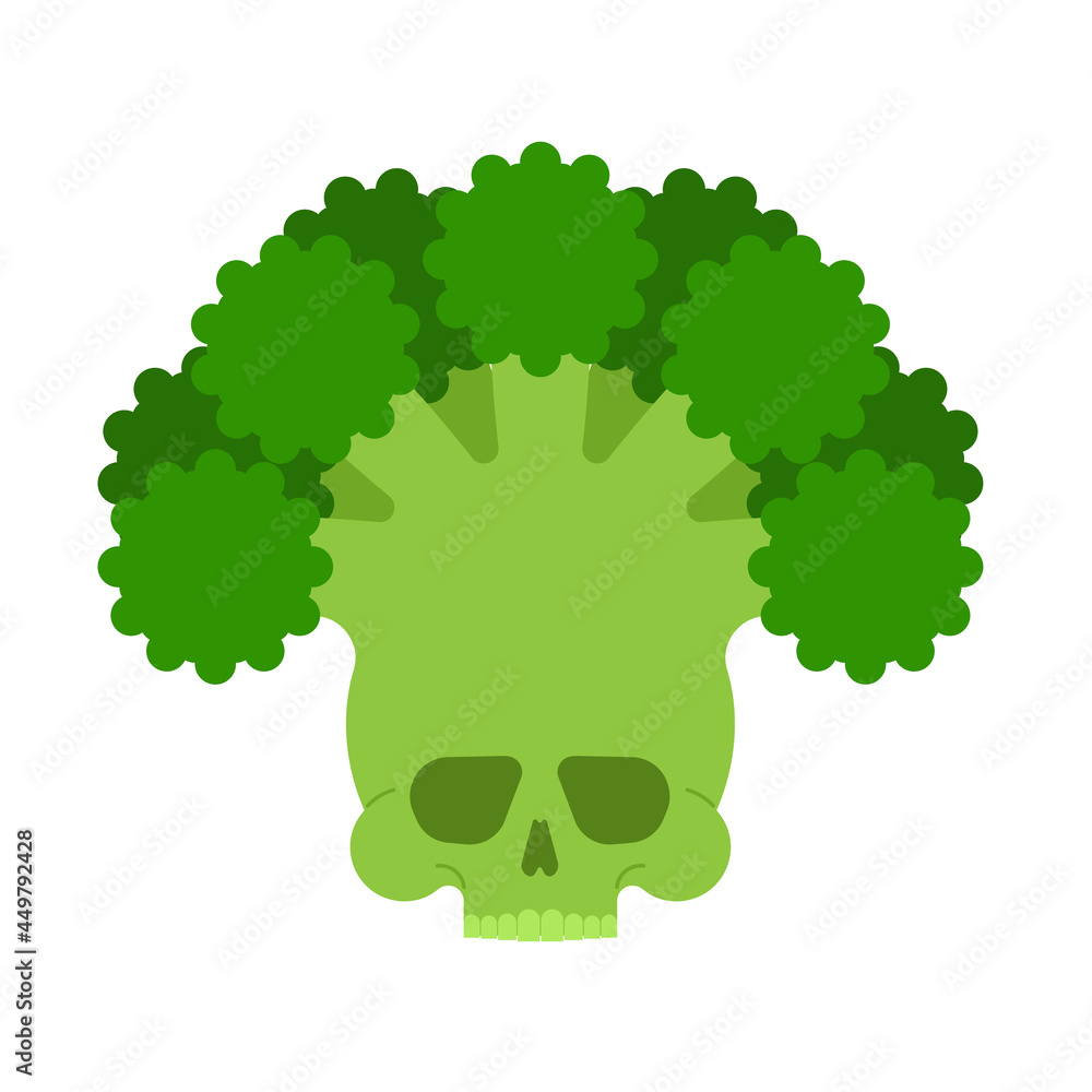 Skull broccoli isolated. Deadly scary vegetable vector illustration ...