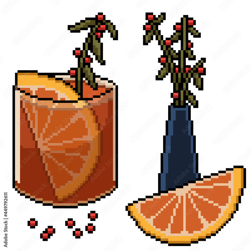pixel art luxury drink set Stock Vector | Adobe Stock