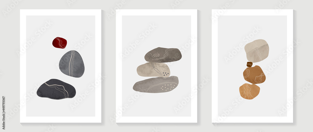 Stone and rock abstract art background vector. Minimal hand painted ...
