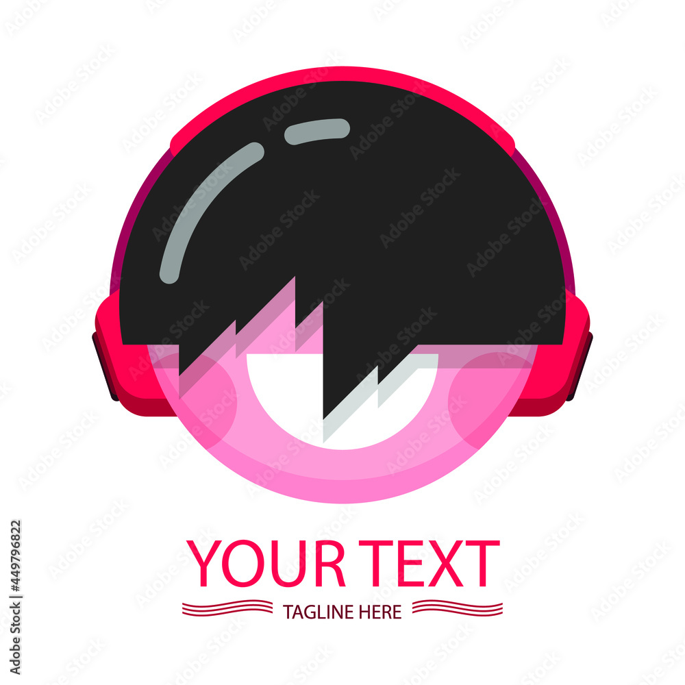 Cute Boy With Headphone Logo Template. Streaming music. Boy enjoys the ...