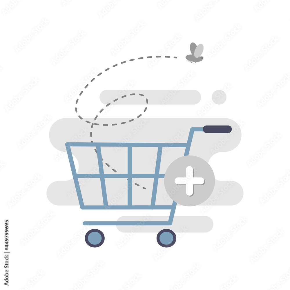 no item in the shopping cart, click to go shopping now concept ...