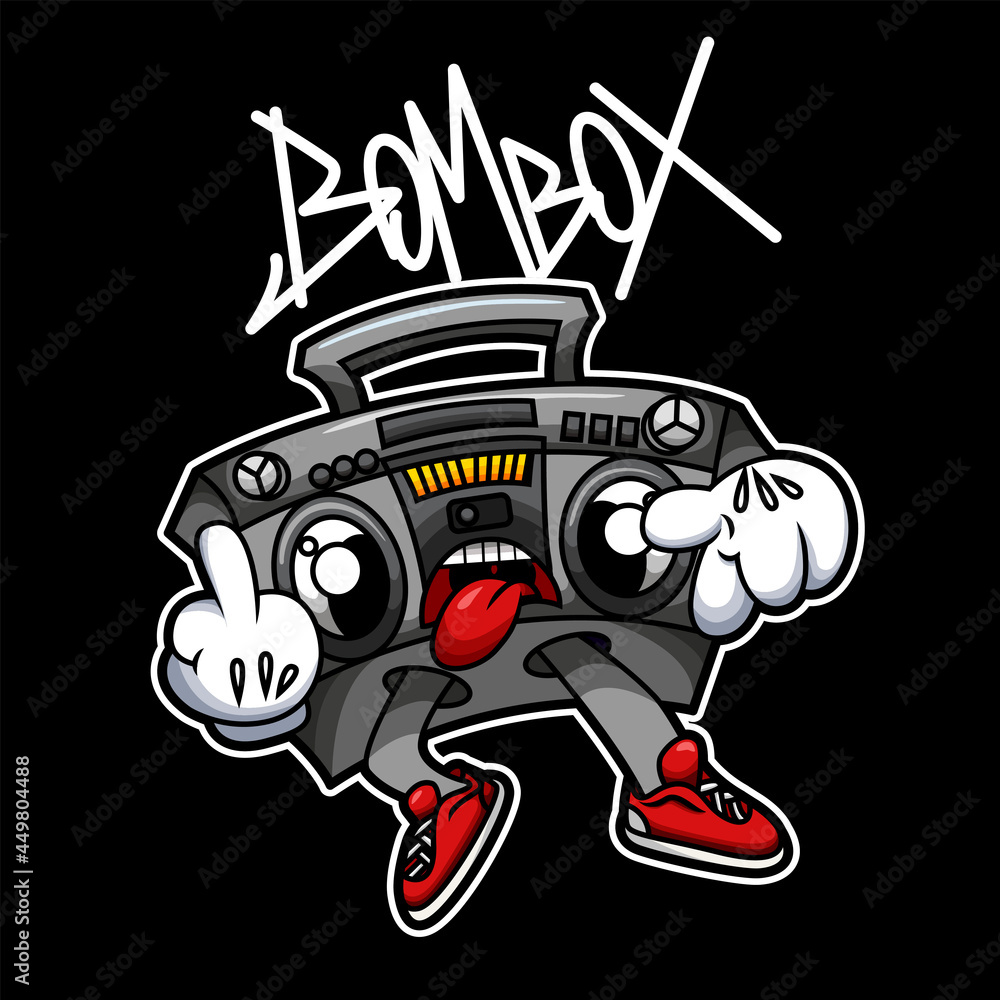 Graffiti Cool Boombox Character Stock Vector | Adobe Stock