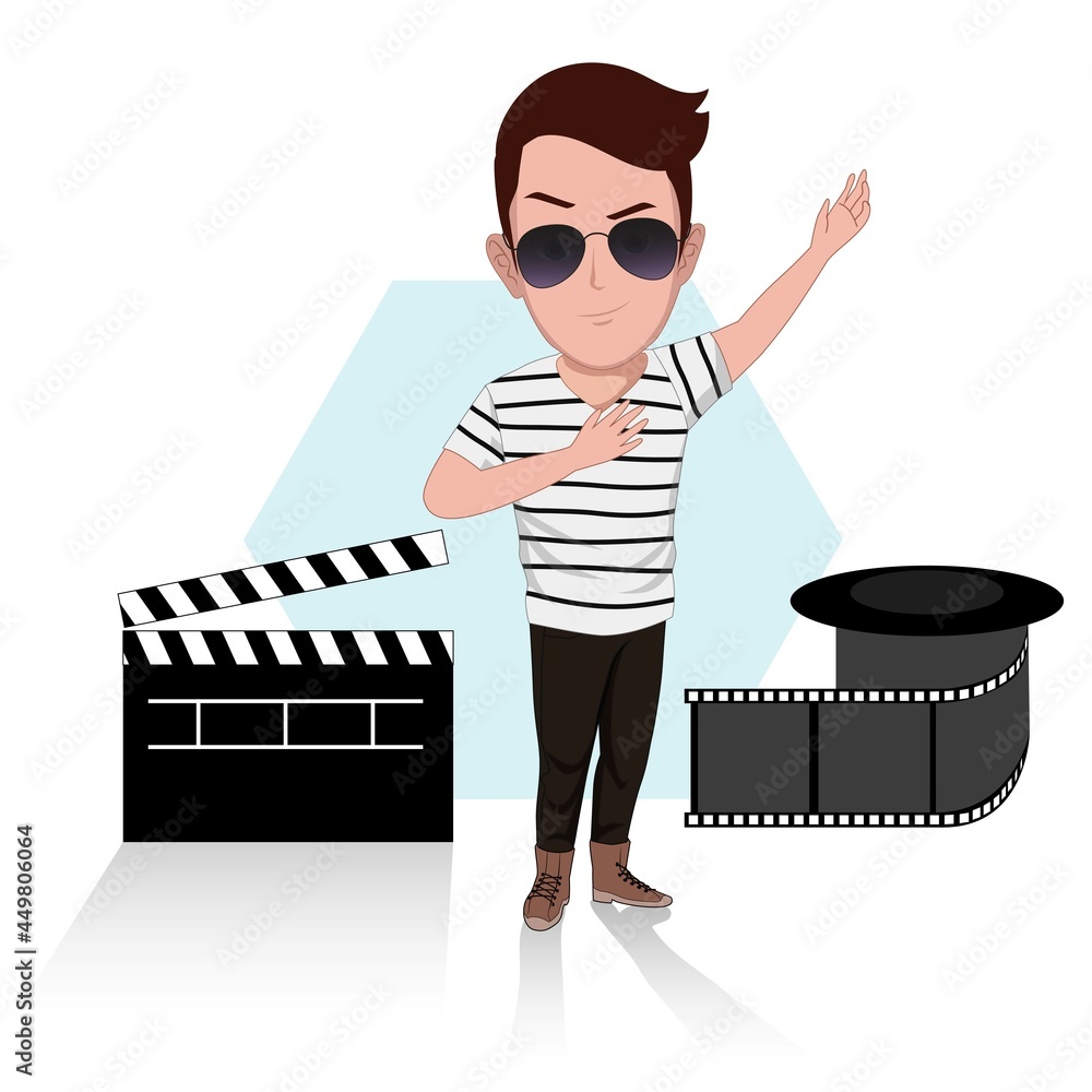 Cartoon carricature of a man who works as an actor Stock Vector | Adobe ...