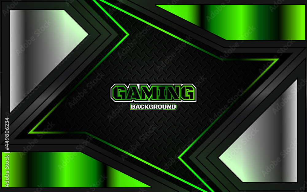Abstract futuristic geometric black and green gaming background with ...