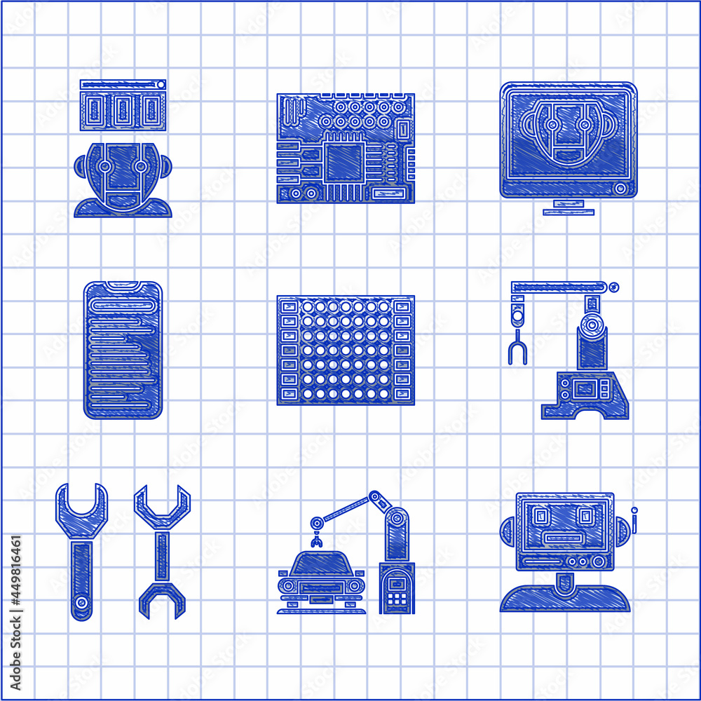 Set Printed circuit board PCB, Industrial machine robotic robot arm ...